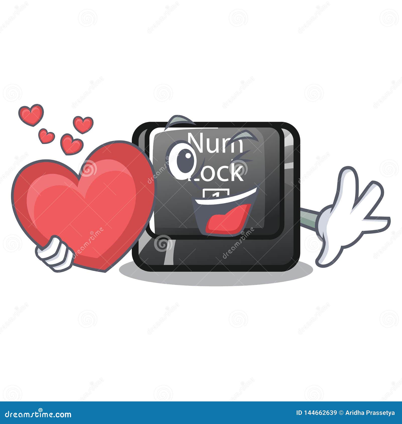 With Heart Num Lock Installed on Cartoon Computer Stock Vector ...