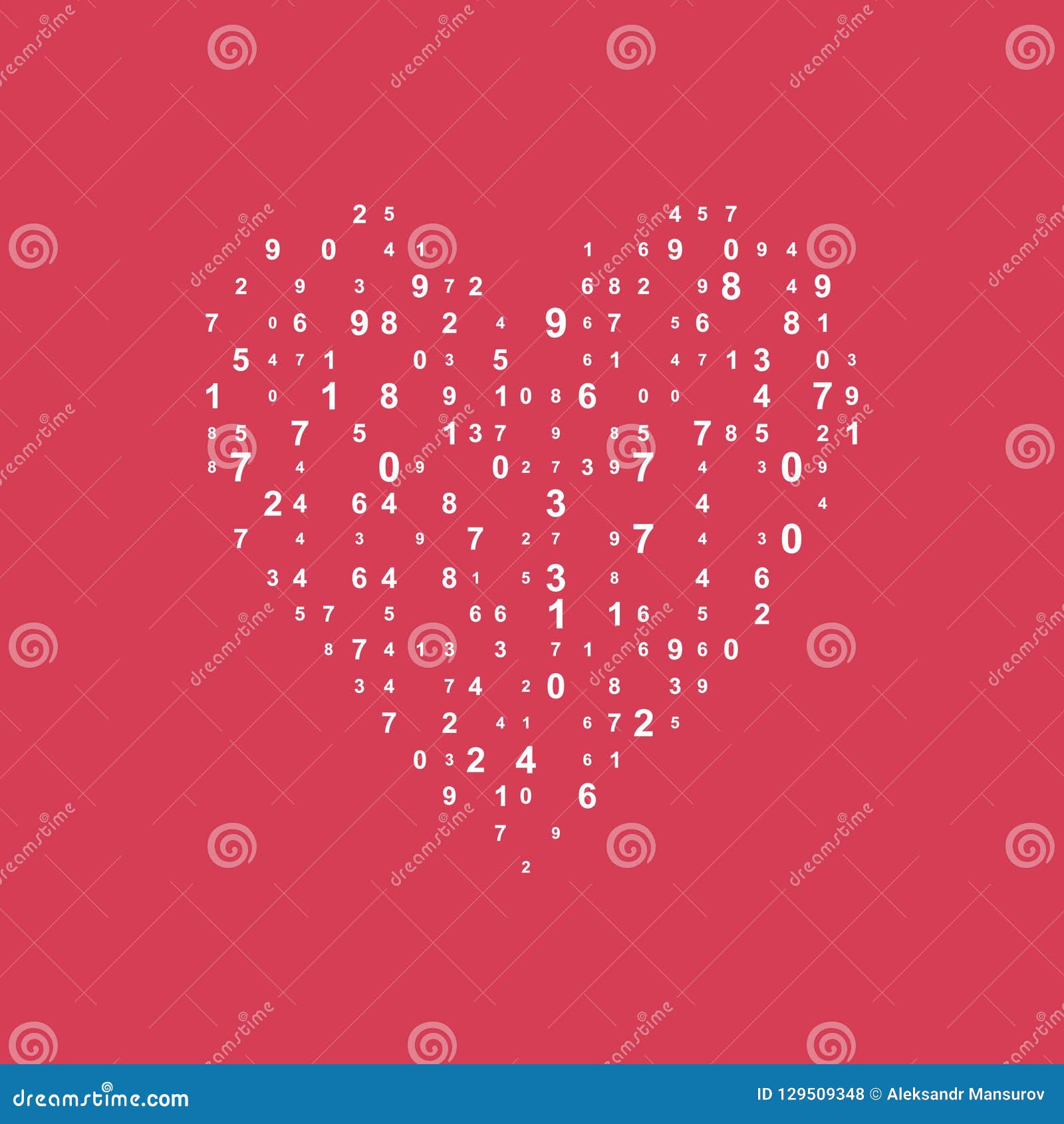 Heart numbers stock vector. Illustration of vector, medium - 129509348