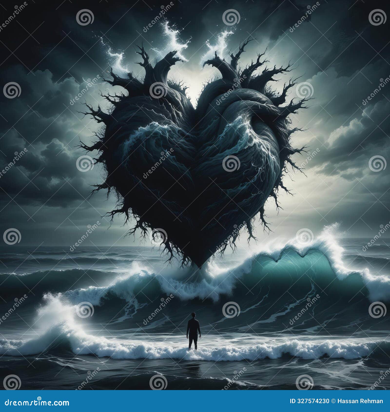 A Heart from Ocean Waves stock illustration. Illustration of generated ...