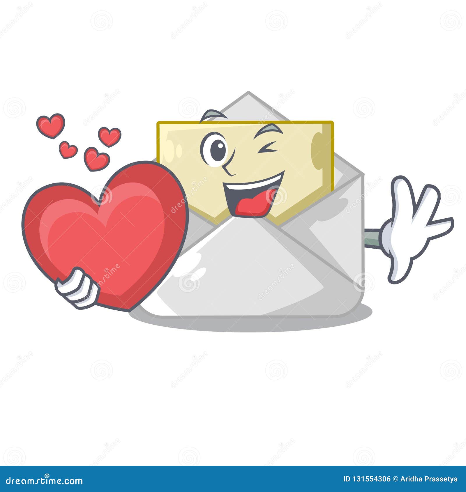 With Heart Open Envelope on Cartoon Shape Blank Stock Vector ...