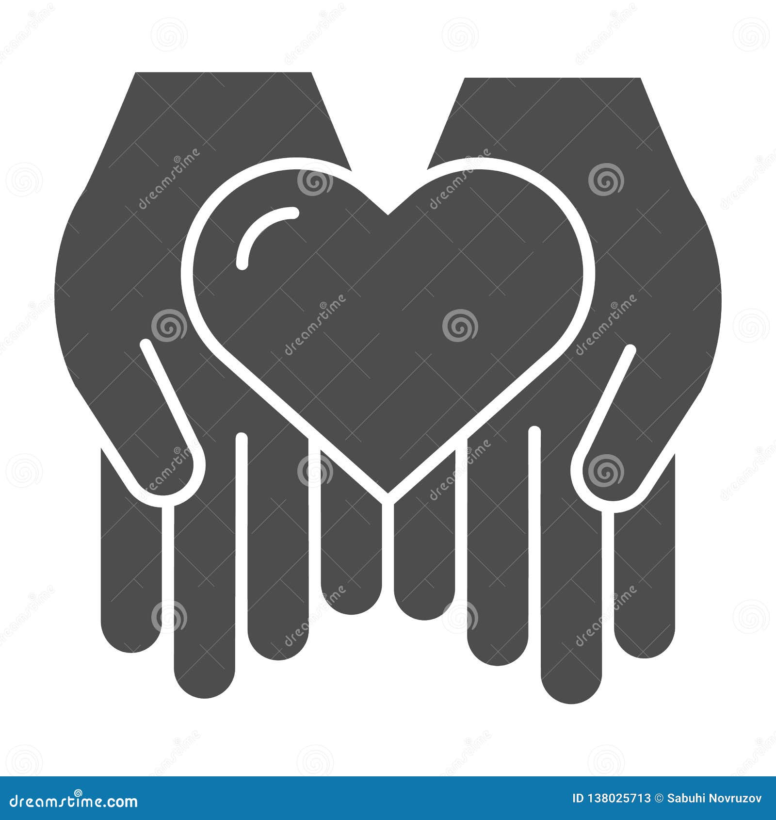 Heart in Open Hands Solid Icon. Love in Arms Vector Illustration ...
