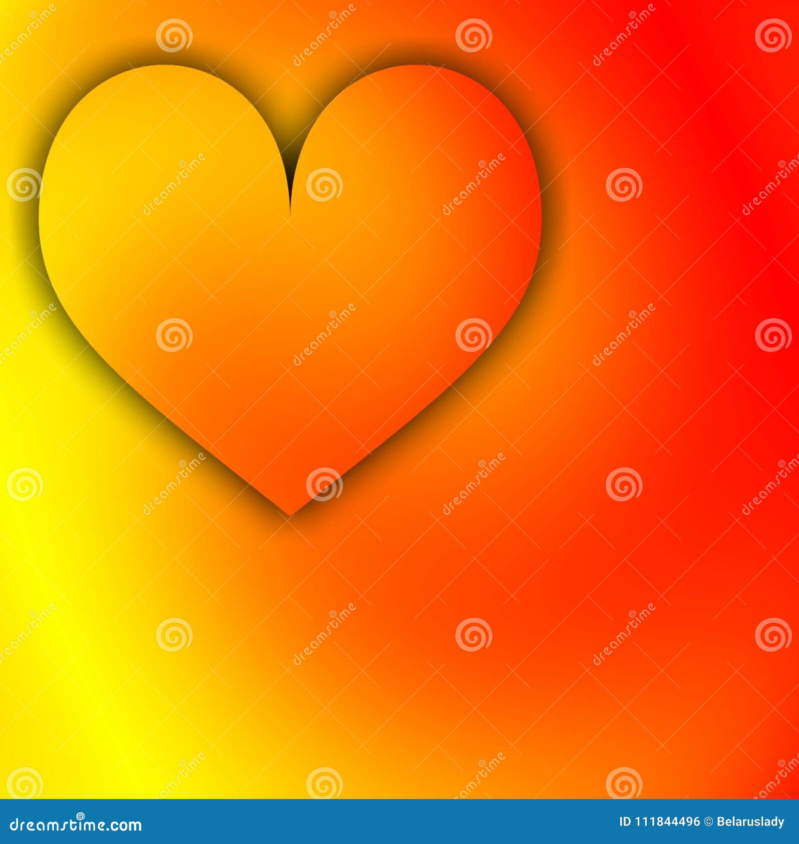 Heart on the Orange Gradient Pattern with Copy Space Stock Illustration ...