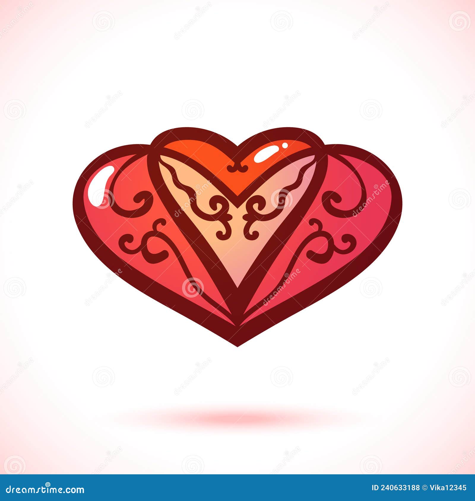Ornamental Double Heart, Isolated Design Element, Vector Stock Vector ...