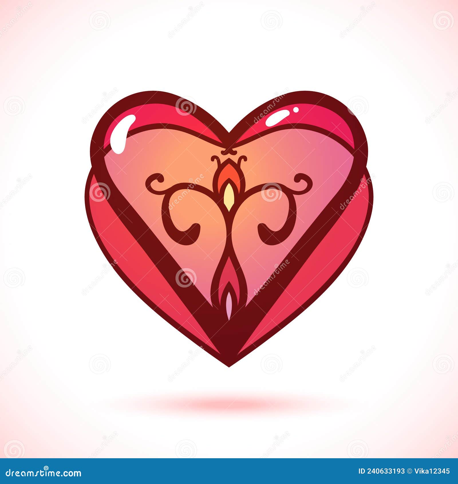 Ornamental Double Heart, Isolated Design Element, Vector Stock Vector ...