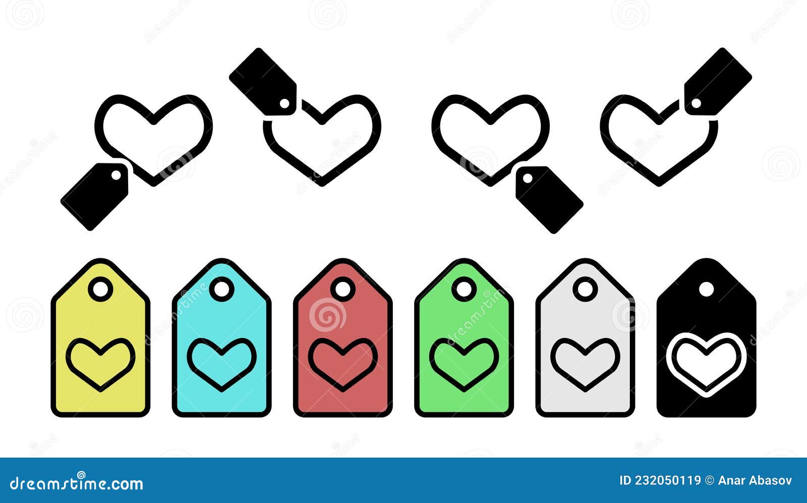 Heart Outline Vector Icon in Tag Set Illustration for Ui and Ux ...