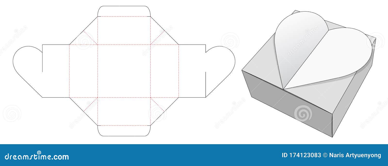 Heart Packaging Box Die Cut Template. Laser Cut Lines. Cut And Fold ...
