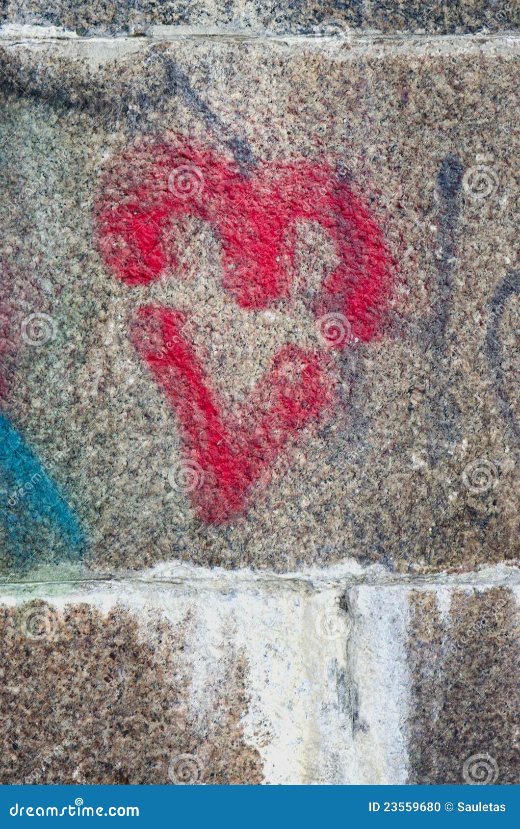 Heart Painted Ancient Stone Block Wall Background Stock Photo - Image ...