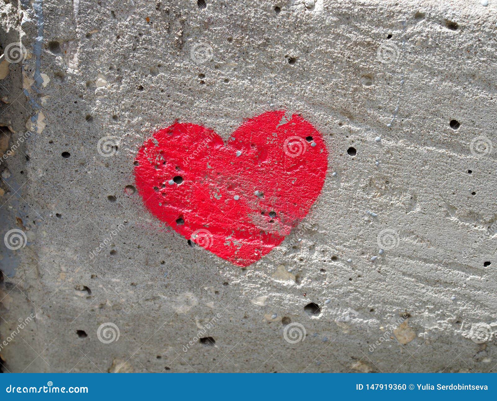 Heart Painted on a Concrete Wall, a Symbol of Love Stock Photo - Image ...