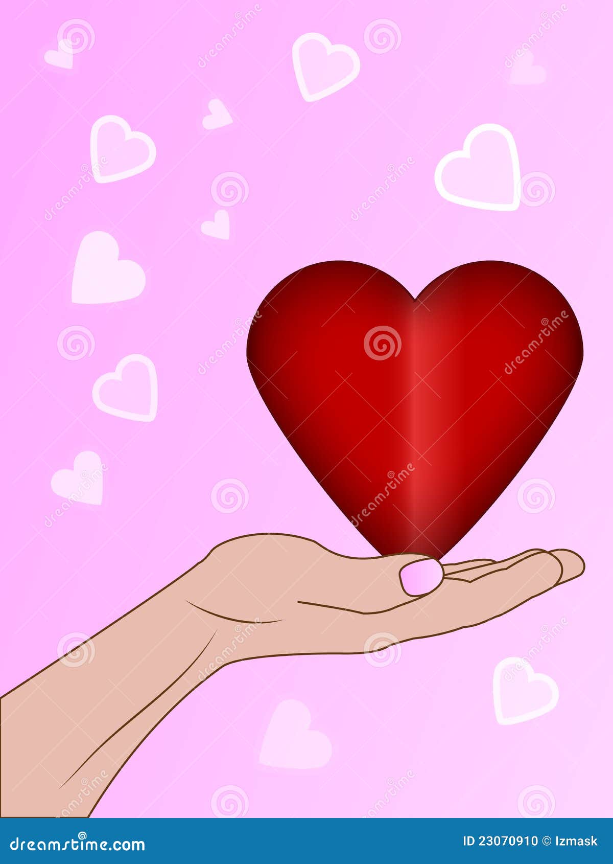 Heart on the palm stock illustration. Illustration of hearts - 23070910