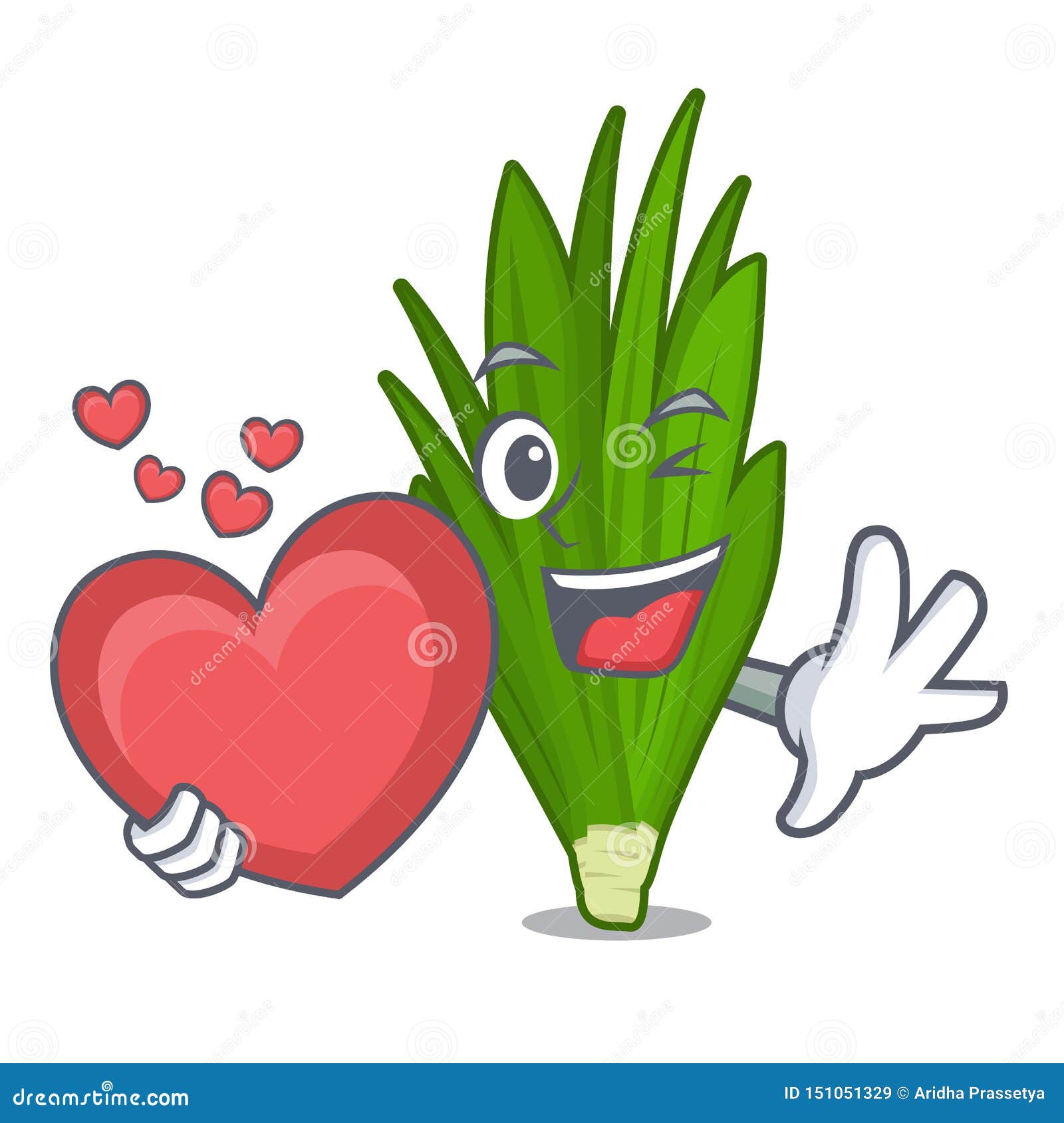 With Heart Pandan Leaves in the Cartoon Shape Stock Vector ...