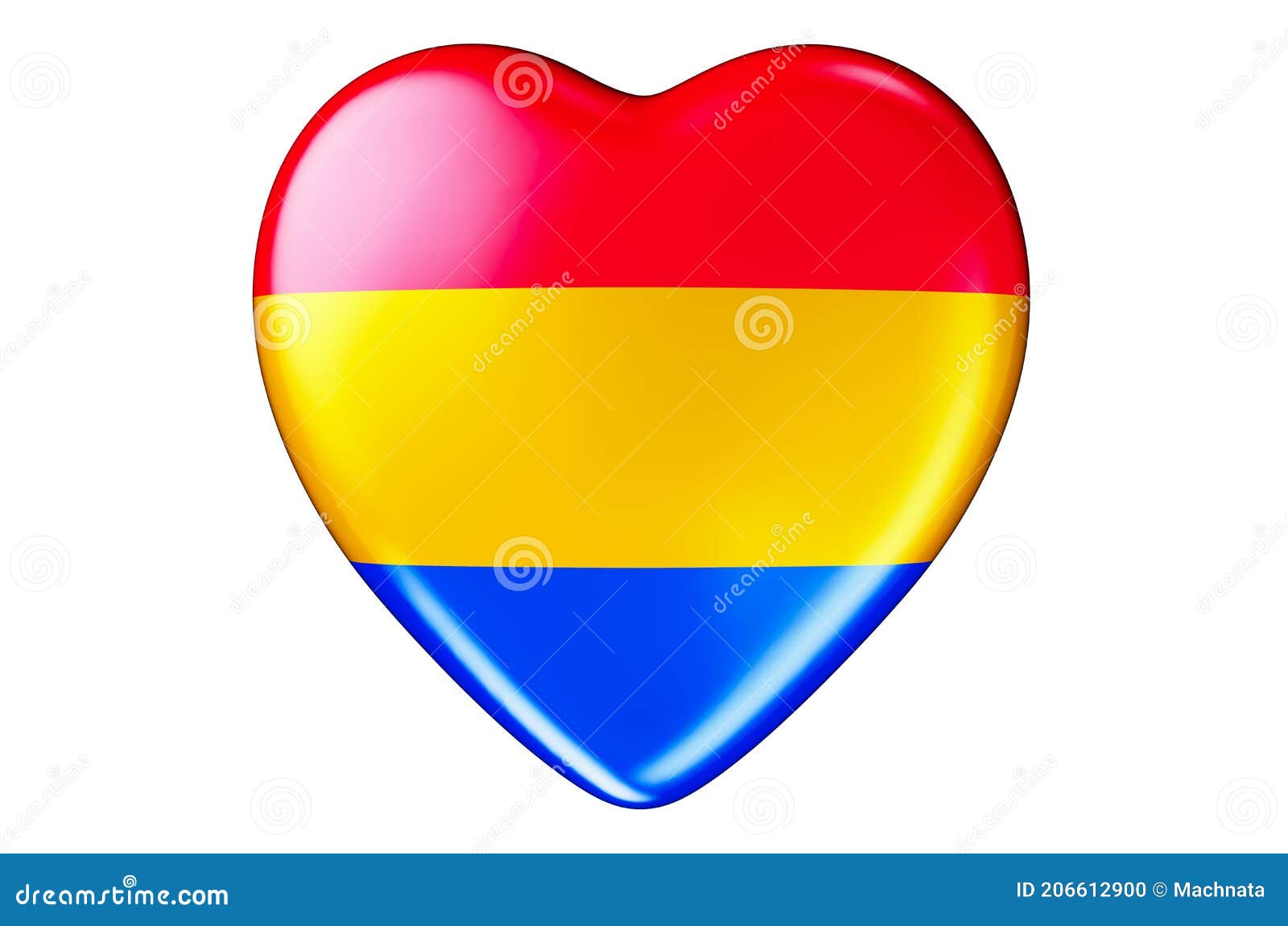 Heart With Pansexual Pride Flag 3d Rendering Stock Illustration