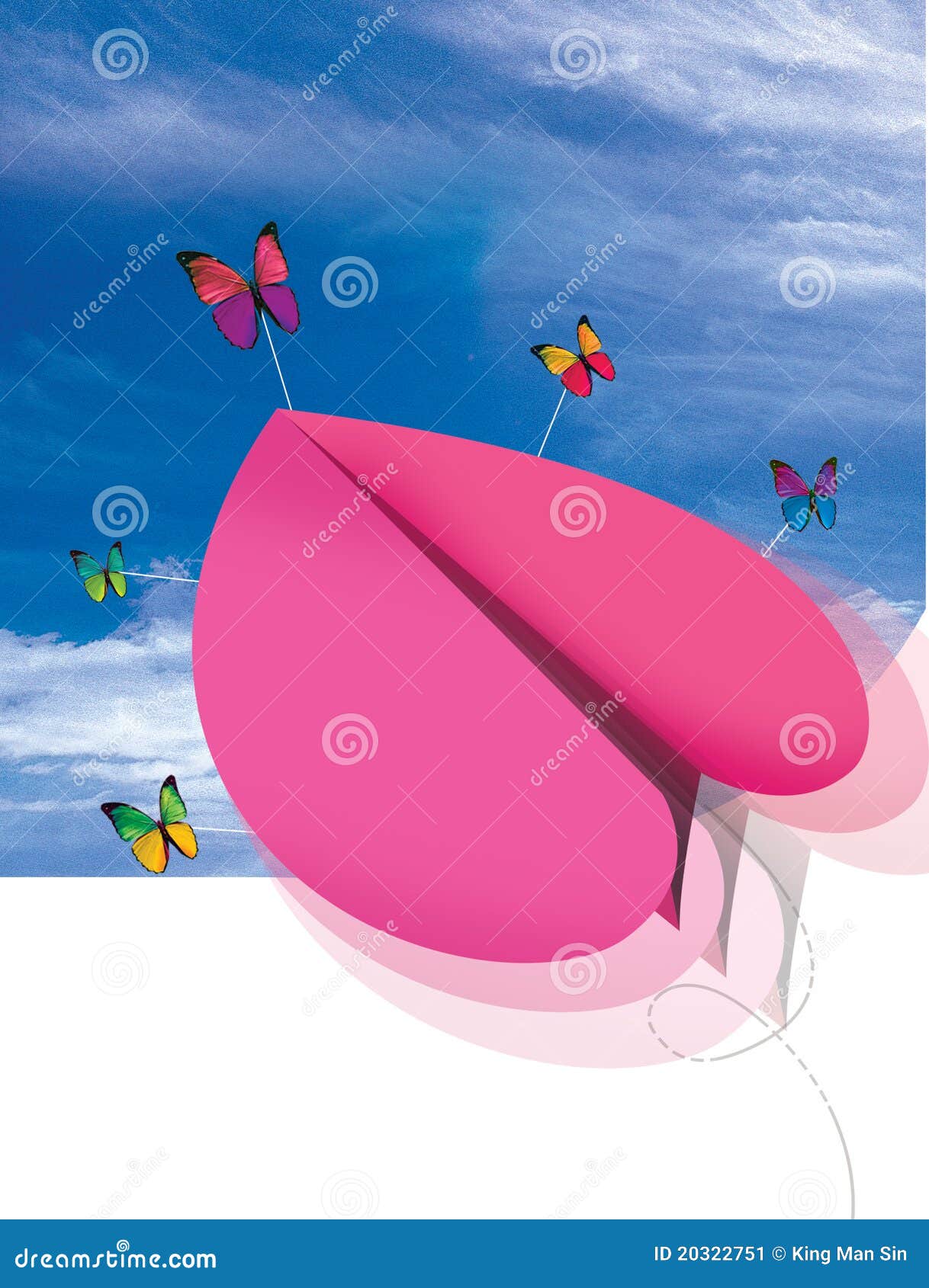 Heart Paper Plane Fly with Butterfly Stock Illustration - Illustration ...