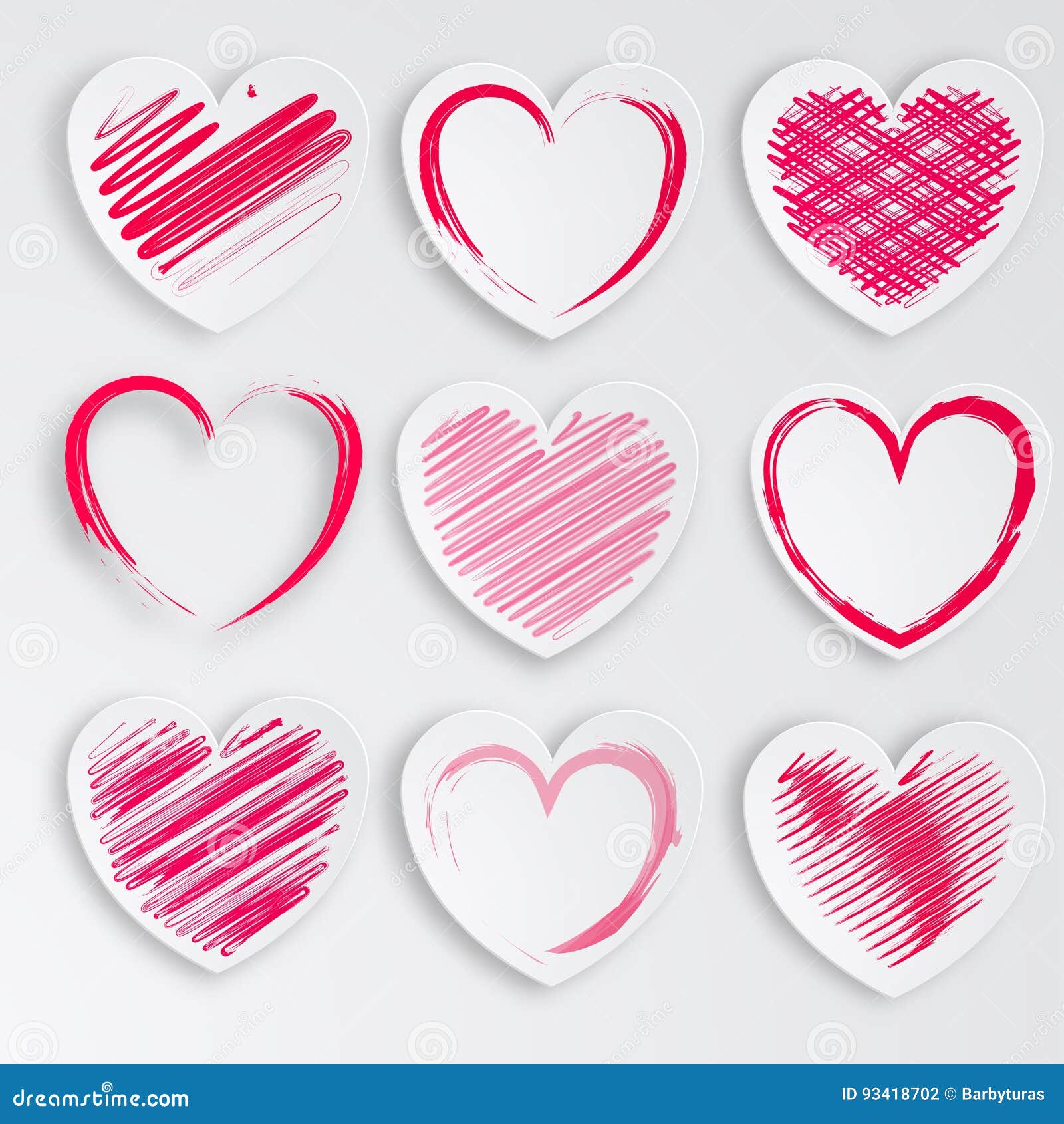 Heart paper stylized set stock illustration. Illustration of paper ...