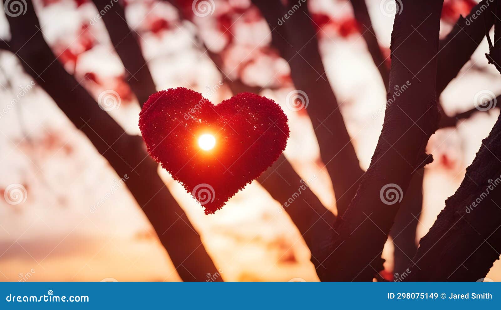 Heart in the Park a Heart Shape in a Tree with the Sun Setting in the ...