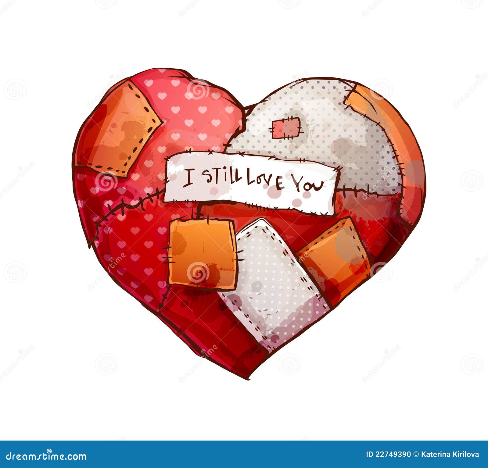 Heart with patches stock vector. Illustration of fabric - 22749390