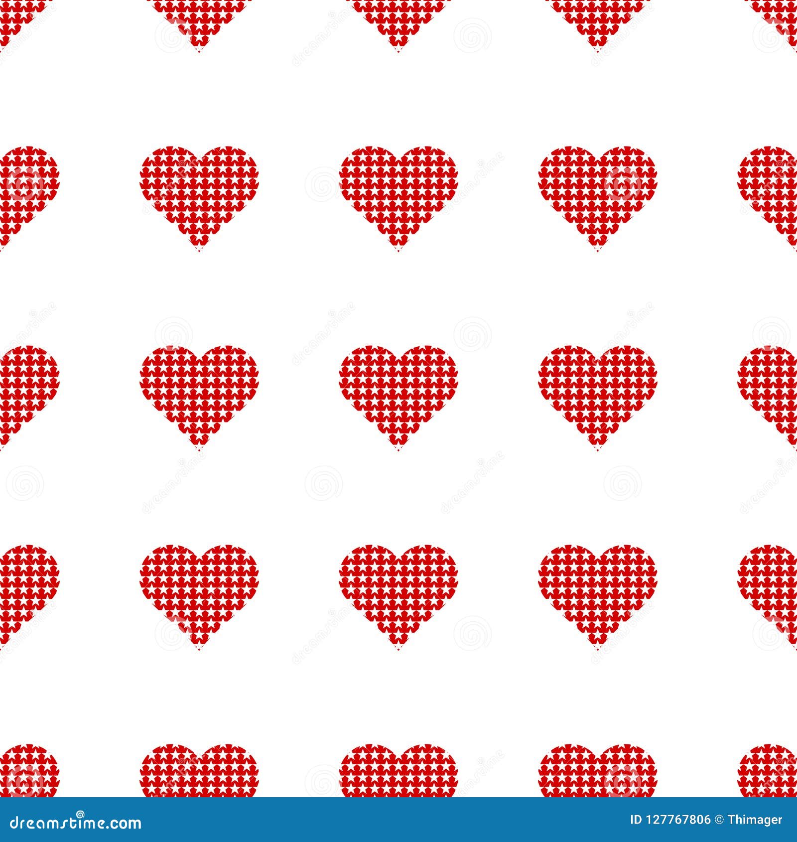 Red Hearts Symbol Pattern on White Background. Stock Illustration ...