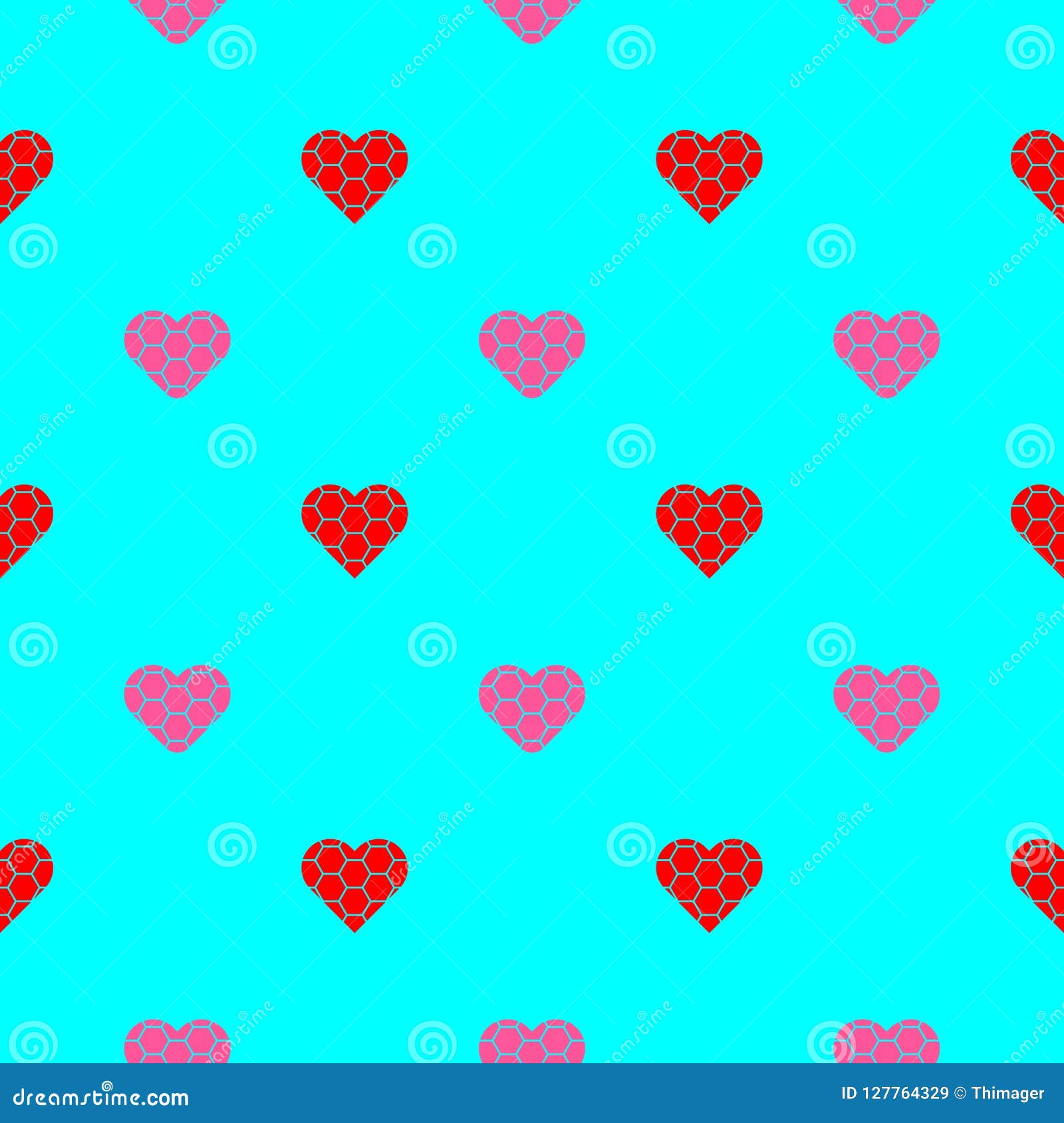 Red and Pink Hearts Symbol Pattern on Blue Background. Stock ...