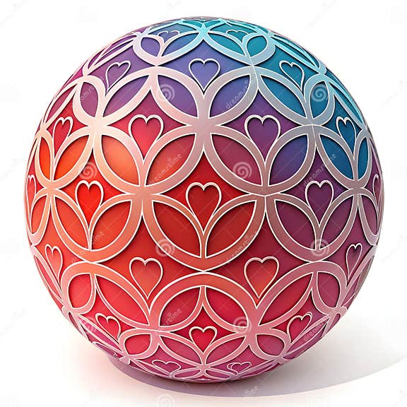 Abstract 3d Sphere with Heart Pattern Sphere Design Stock Illustration ...