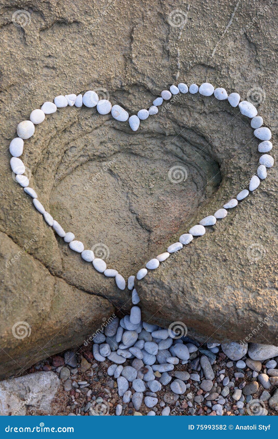 Heart of pebbles stock photo. Image of macro, grey, coast - 75993582