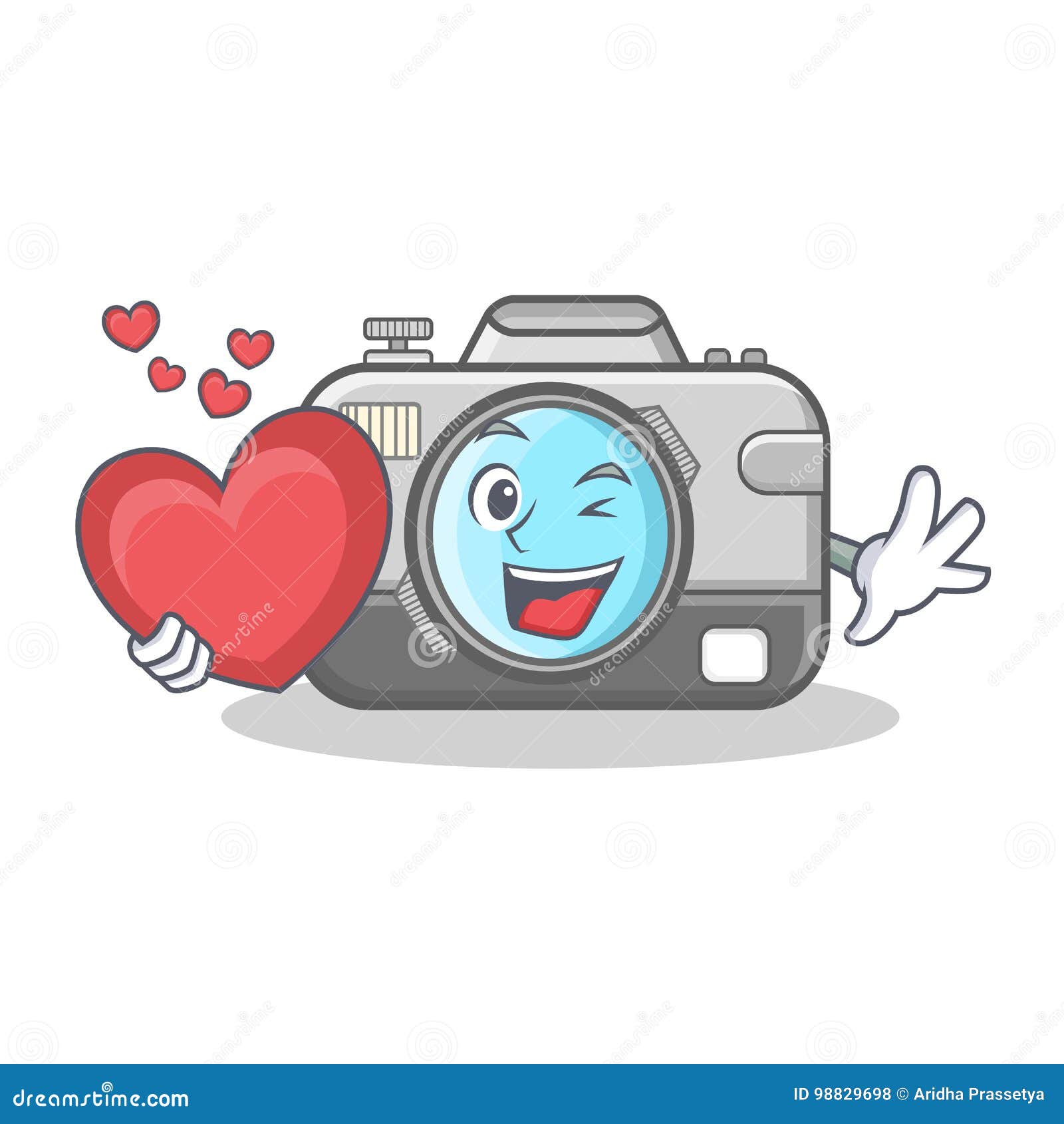 With Heart Photo Camera Character Cartoon Stock Vector - Illustration ...
