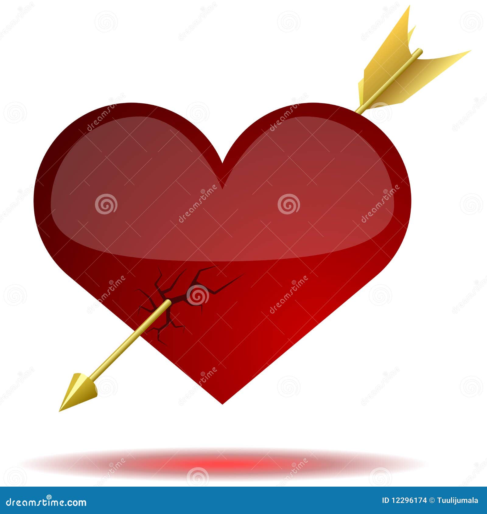 Red Heart Pierced With By Arrow Crosswise. Vector Heart With Arrow ...