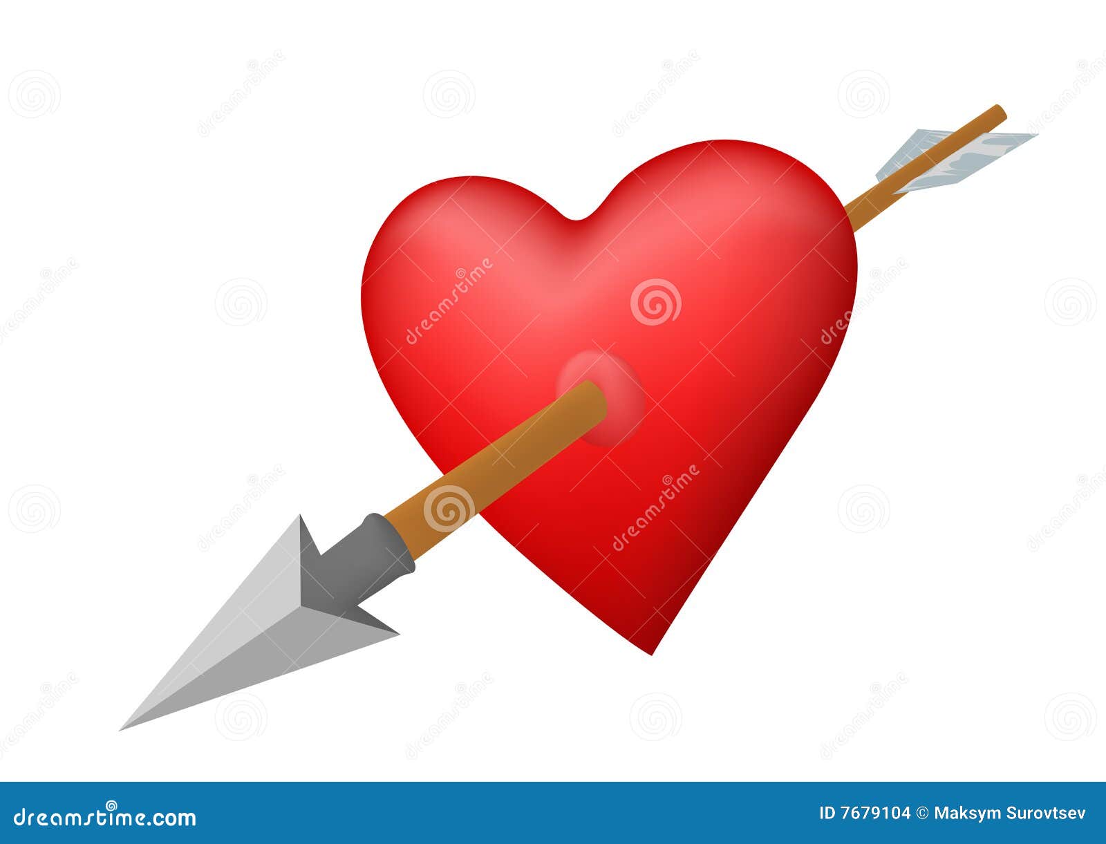Heart pierced by an arrow stock vector. Illustration of shoot - 7679104