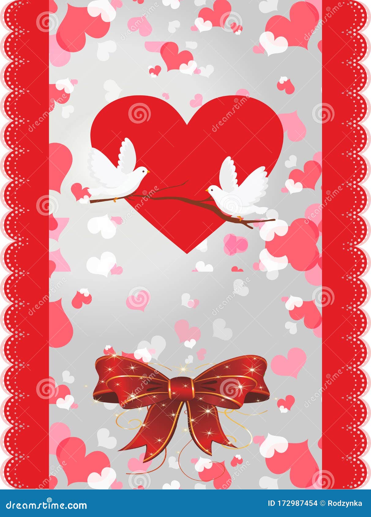 Heart and pigeons stock illustration. Illustration of romantic - 172987454