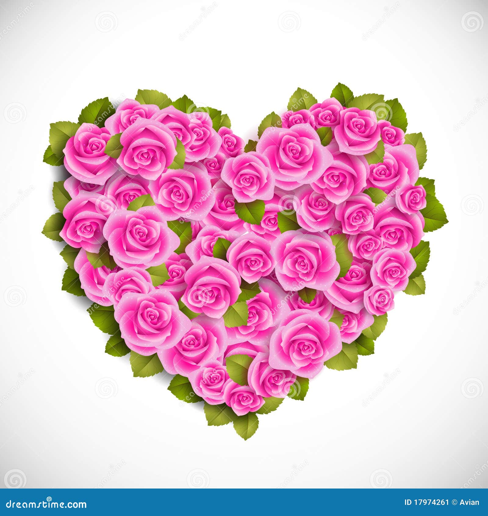 Heart of pink roses stock vector. Illustration of pink - 17974261