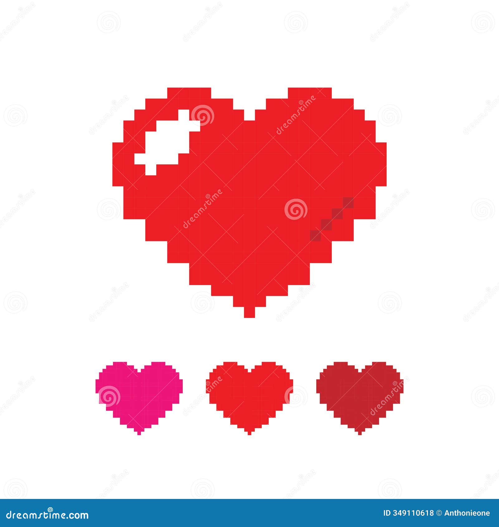 Heart Pixel Red Icon Isolated, Romantic Love Vector Illustration Stock ...