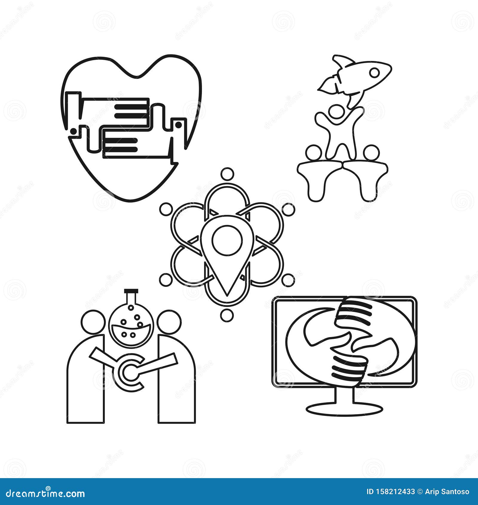 Heart Place Rocket Commitment Teamwork Together Outline Logo Stock Vector - Illustration of ...