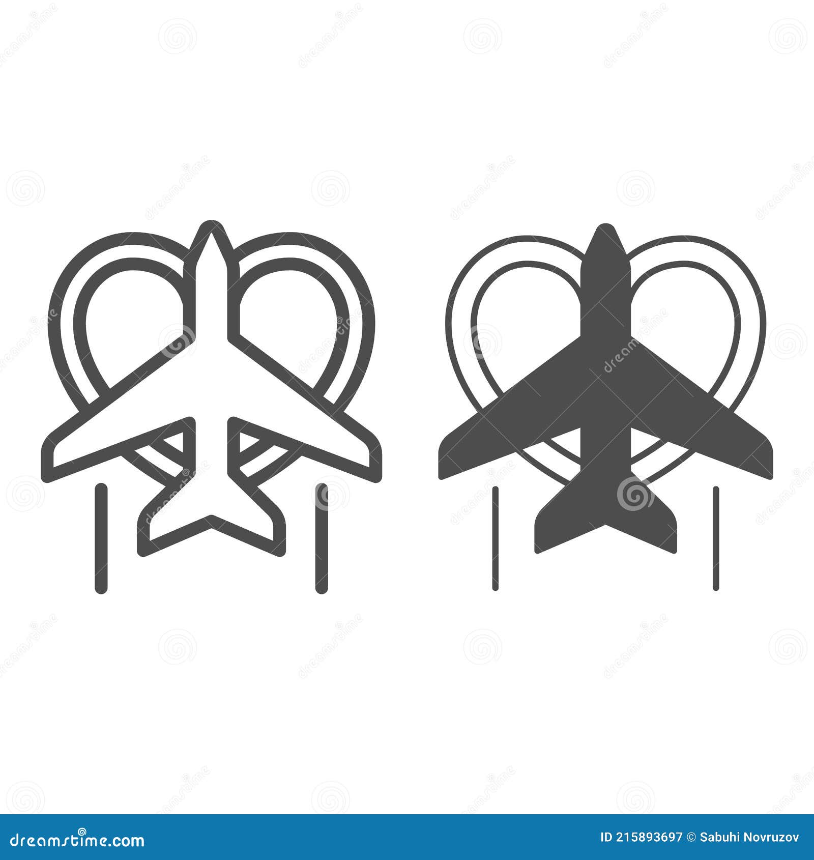 Heart Plane Line and Solid Icon, Airlines Concept, Heart, Love Plane ...
