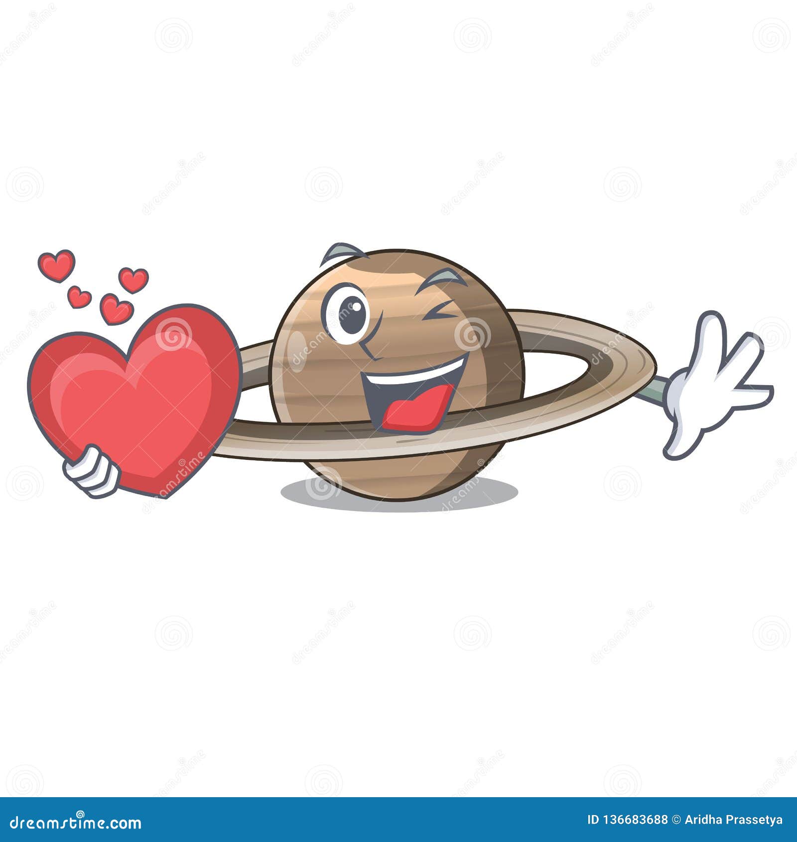 With Heart Planet Saturn in the Cartoon Form Stock Vector ...