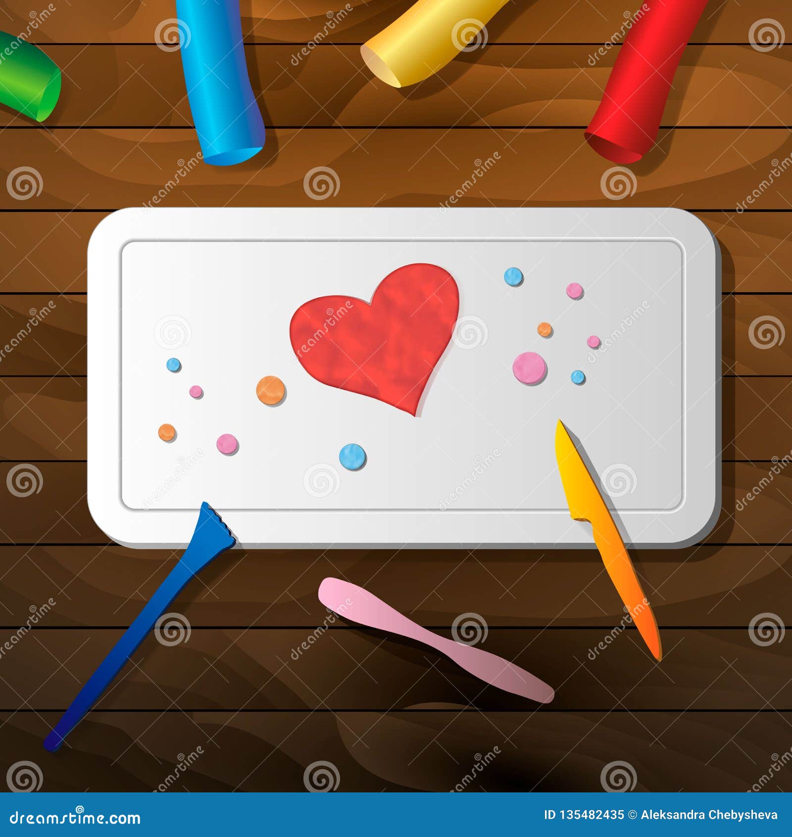 The Heart of Plasticine on the Board for Crafts on a Wooden Table and ...