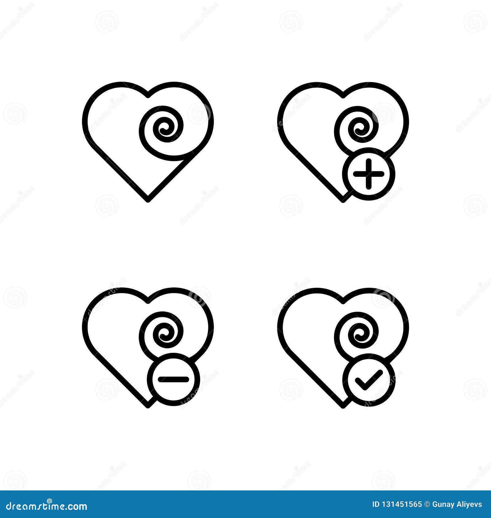 Heart, Plus, Check, Minus Sign Icons. Element of Outline Button Icons ...