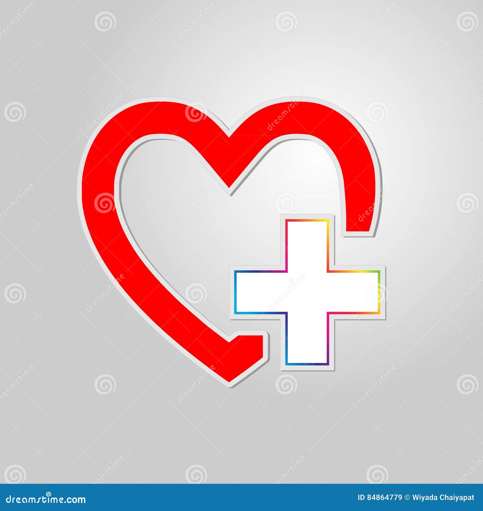 Heart with Plus Isolated on White Stock Illustration - Illustration of ...