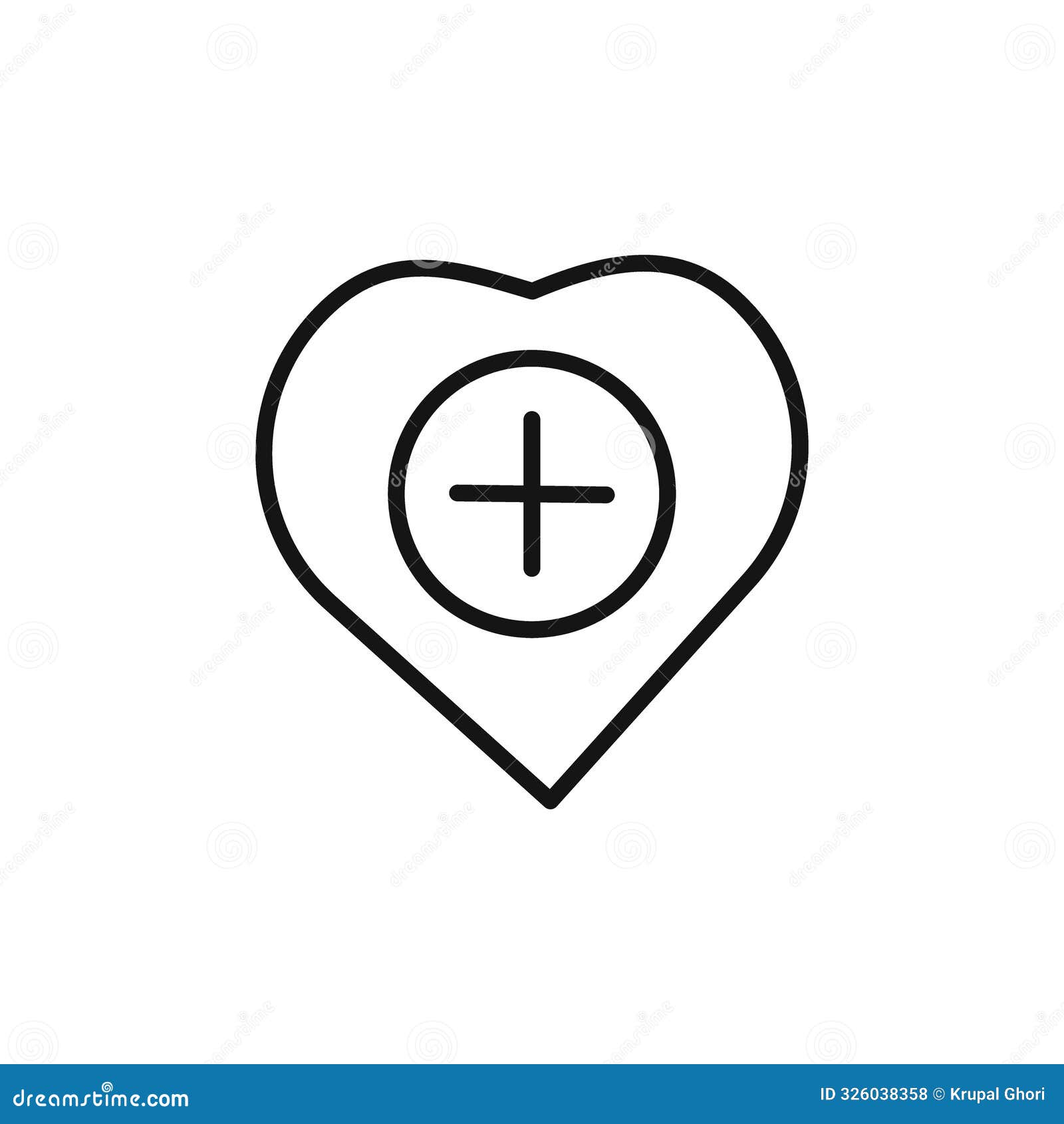 Heart Plus Logo Sign Vector Outline Stock Illustration - Illustration ...