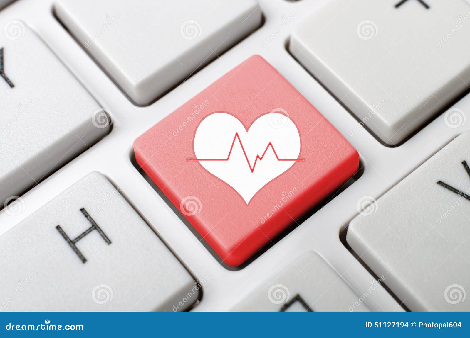 Heart Pluse Key on Keyboard Stock Photo - Image of service, text: 51127194