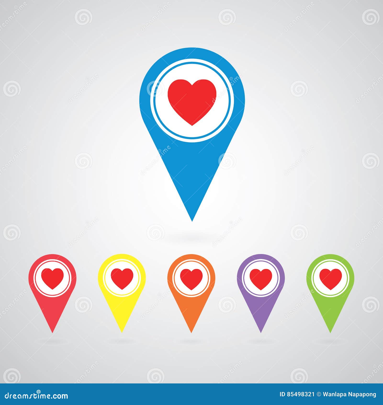 Heart pointer icon set stock vector. Illustration of message - 85498321