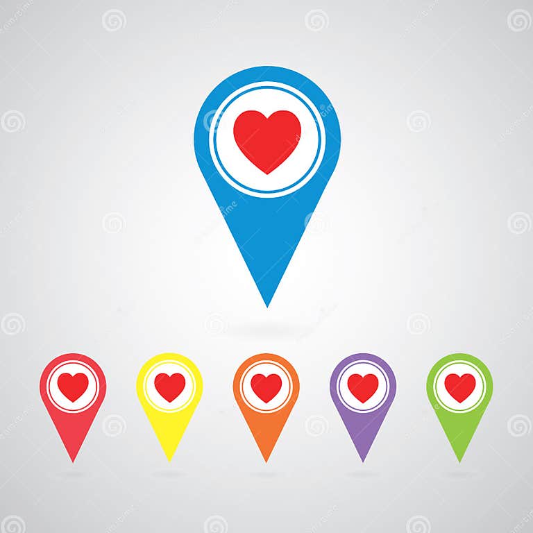 Heart pointer icon set stock vector. Illustration of message - 85498321