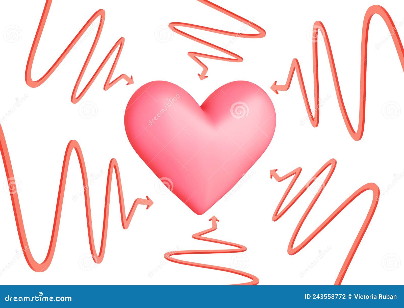 Heart with Pointing Curved Arrows Stock Illustration - Illustration of ...