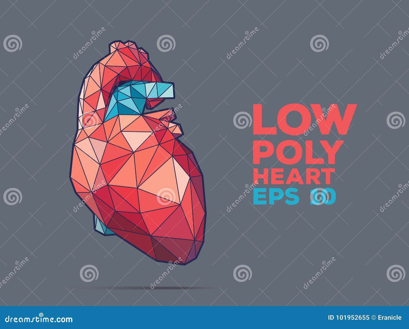 Heart poly faceted stock vector. Illustration of design - 101952655