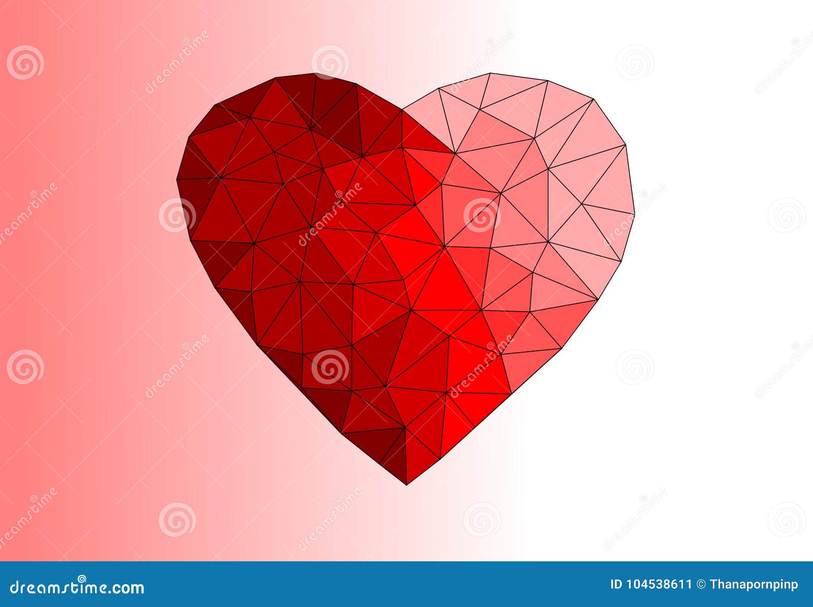 Heart in polygonal shape. stock illustration. Illustration of sign ...