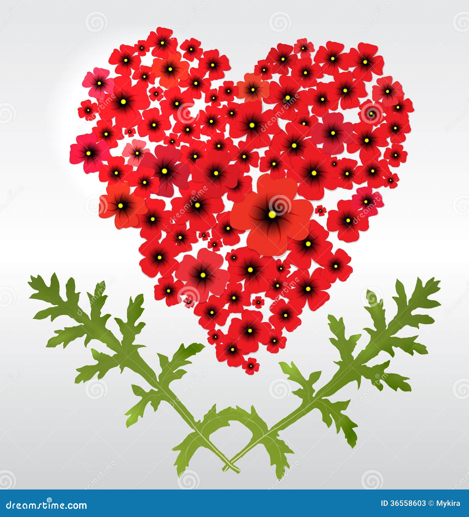 Heart of poppies stock vector. Illustration of greeting - 36558603
