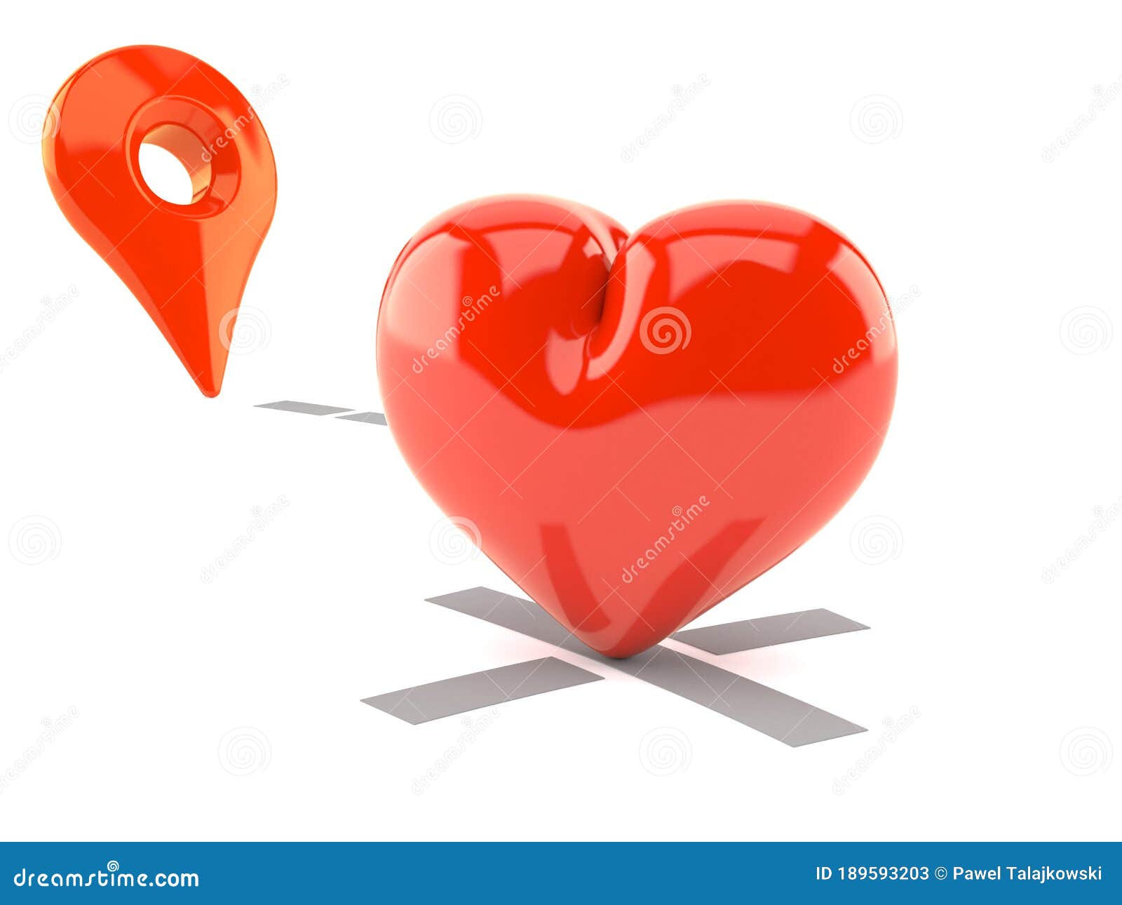 Heart with position marker stock illustration. Illustration of ...