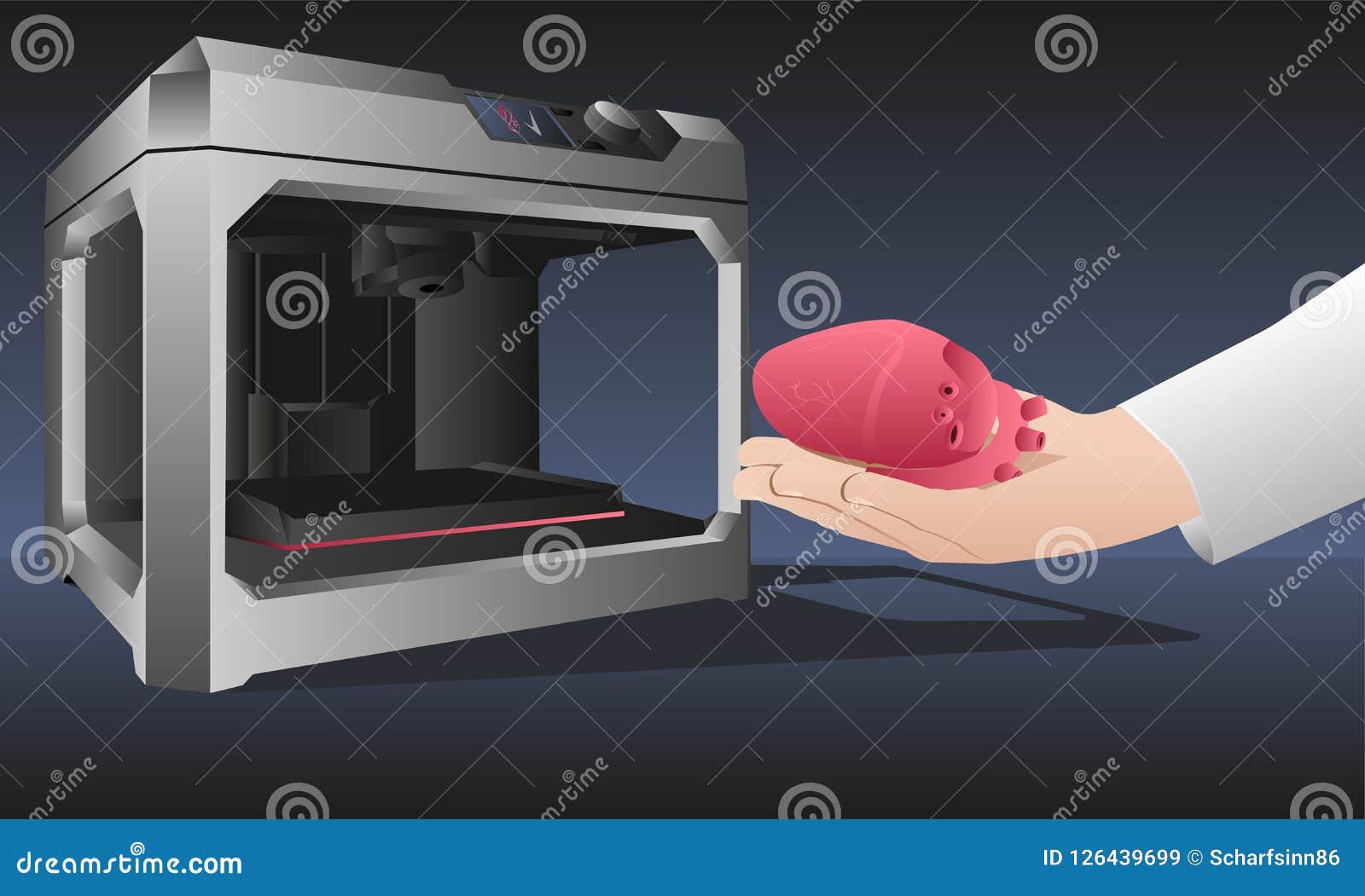 The Heart Printed on a 3d Printer Stock Vector - Illustration of ...