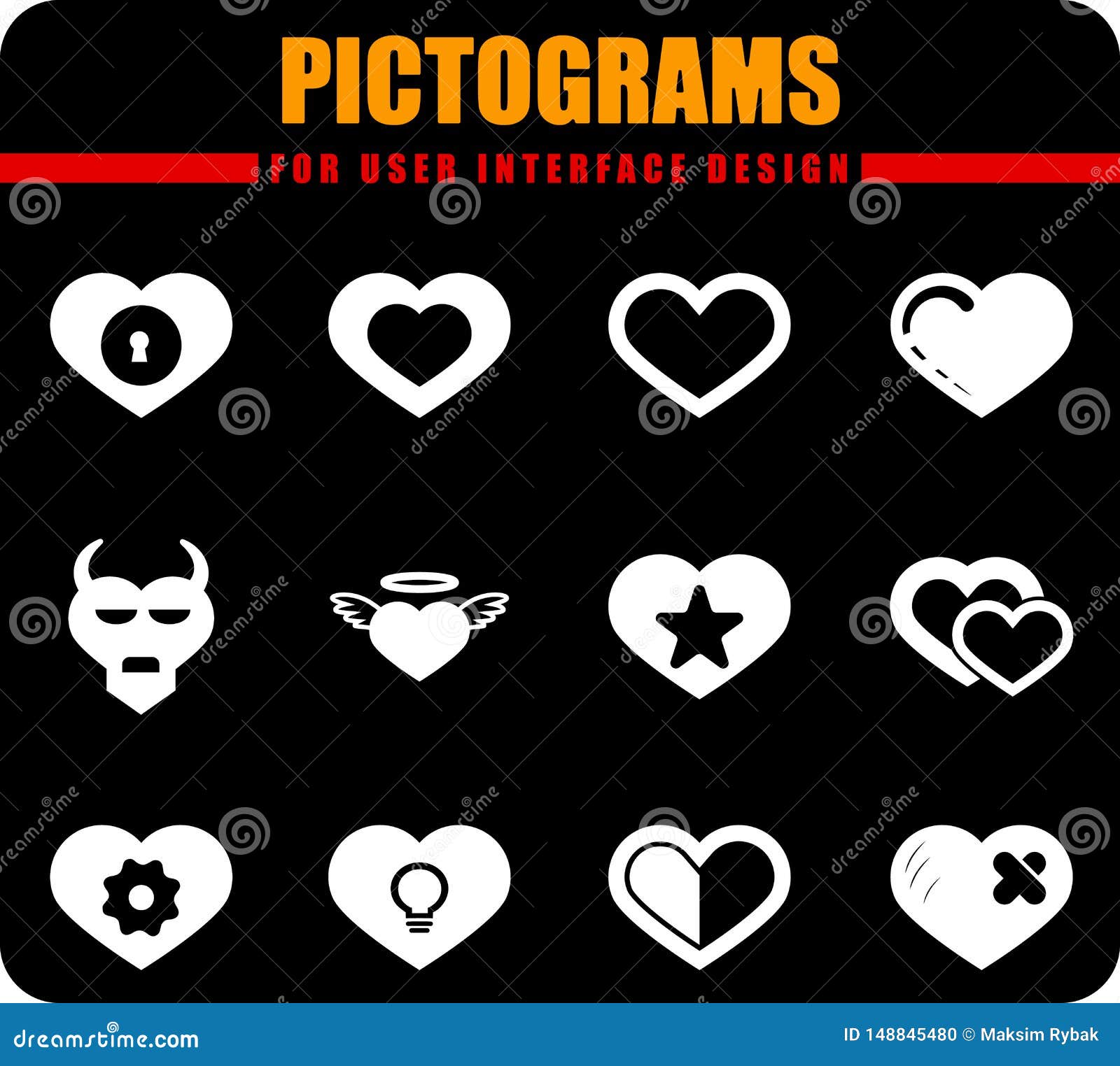 Heart icons set stock vector. Illustration of sign, emotion - 148845480