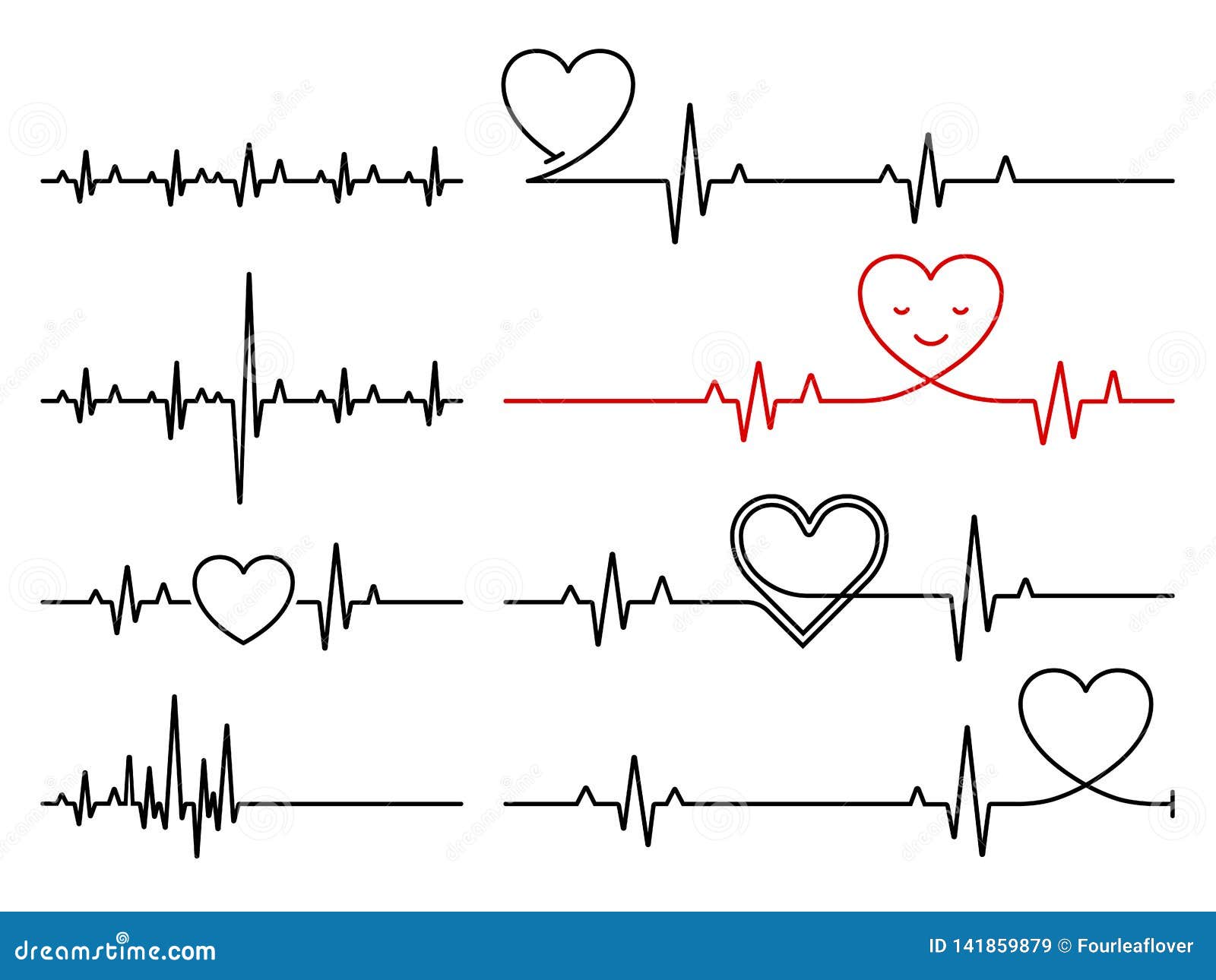 Heart Pulse Cardiogram Line Vector Illustration Stock Vector