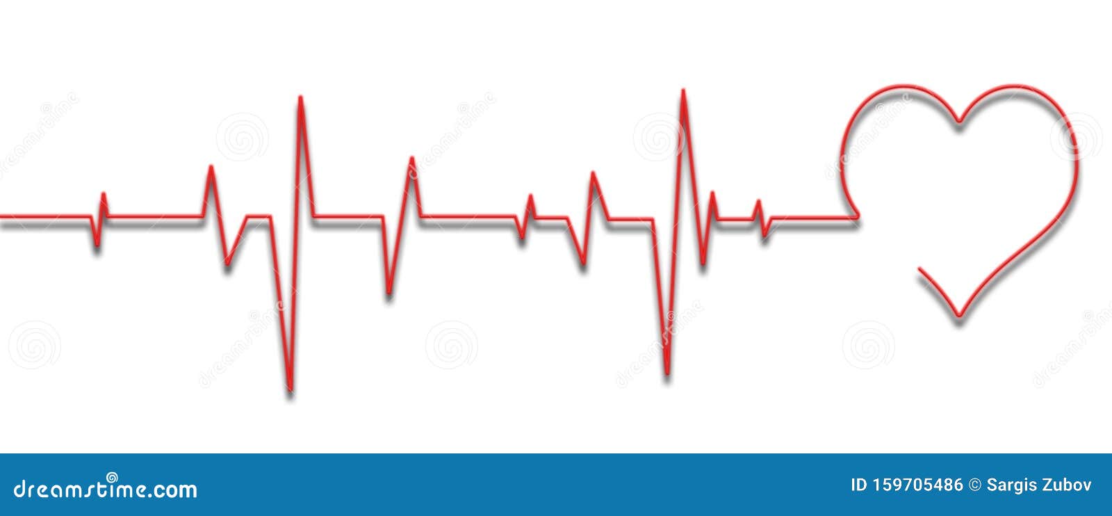 Heart Pulse Cardiogram Line Vector Illustration Heartbeat Stock