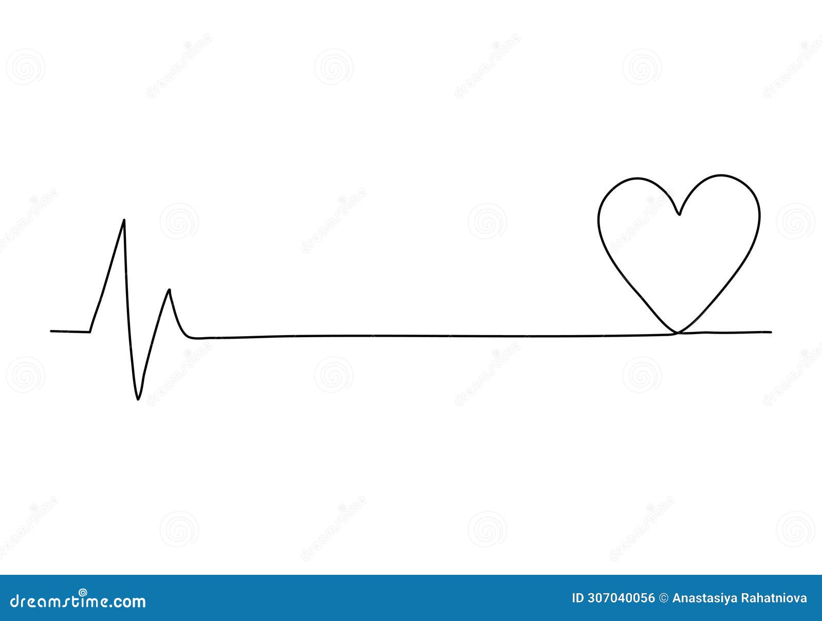 Heart and Pulse, One Line Drawing Vector Illustration Stock Vector ...