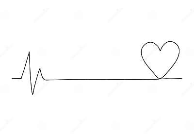 Heart and Pulse, One Line Drawing Vector Illustration Stock Vector ...